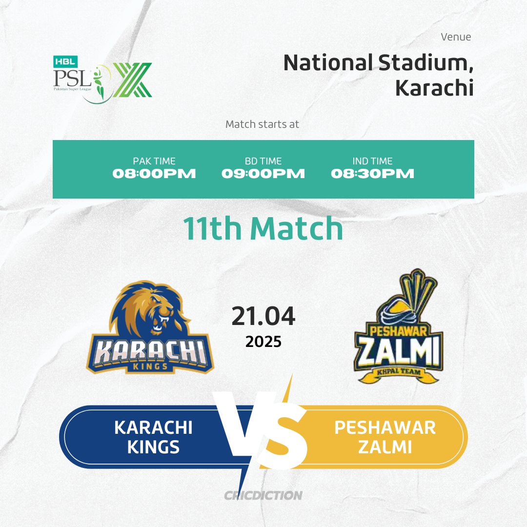 Karachi Kings Vs Peshawar Zalmi 21st April 2025 Big PSL Match - Smartcric